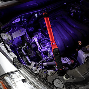 NEIKO 40344A Swivel Work Light | 2 in 1 Rechargeable Flash Light, 7W Adjustable COB LED and UV Blacklight, 4 Pack, 360 Degree Magnetic Flashlight w/Hooks, 150-650 Lumens, Mechanics Shop Light