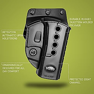 Fobus GL2E2BH Concealed Carry OWB Belt Holster for Glock 17, 19, 19X, 22 (Gen 1-4), 23 (Gen 1-4), 31, 34, 35, 44, 45, Right Handed