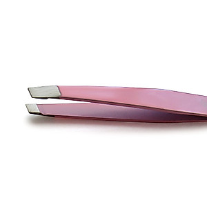 Precision Stainless Steel Eyebrow Tweezers Set In Pointed And Slanted Tip, Curved Brow Scissors, Comes With Pink Travel Case