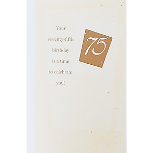 Happy 75th Birthday Greeting Card -"Time to Celebrate You" Seventy-five 75 - Gold Theme