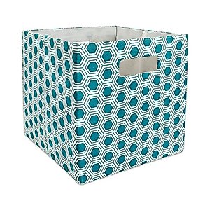 DII Collapsible Polyester Storage Cube, Honeycomb, Teal, Large