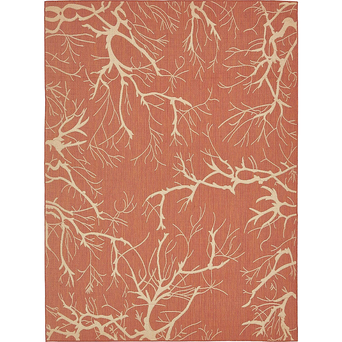 Unique Loom Outdoor Botanical Collection Area Rug - Branch (9' x 12' 2" Rectangle, Terracotta/ Beige)