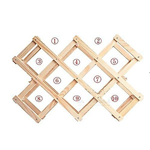 Birougo Solid Wood Wine Wine Shelf Creative Folding Wooden Wine Rack Decoration Multi-Bottle Ornaments (10 Bottle Slots)
