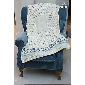 Irish Blanket 100% Merino Wool Throw Honeycomb Knit Couch Sofa Made in Ireland 42" x 62"