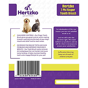 Hertzko Dog and Cat Finger Toothbrush 7-Pack for Small & Large Breeds - Advanced Oral Care, Easy Control - Dog Finger Toothbrush Small Breed Pink, Cat Toothbrush, Cat Finger Brush for Cats Teeth