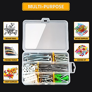 CANOPUS 9-Grid Clear Plastic Compartment Box with Adjustable Dividers, Small Parts Storage and Organizer Case for Craft, Jewelry, Beads, Tiny Tools and Parts, (2 Set), 5.5 x 4.0 x 1.2 inch, Clear