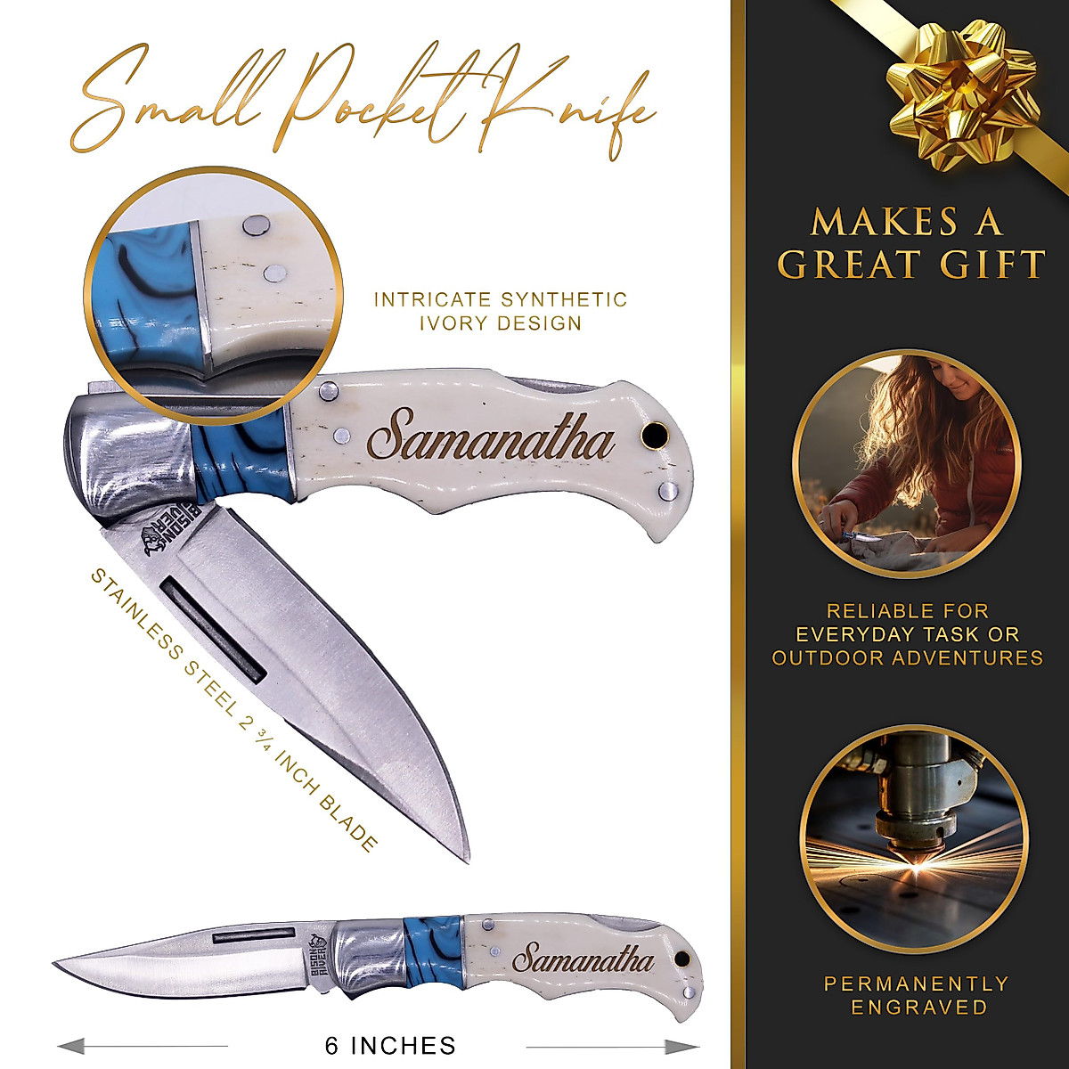 Custom Personalized Lightweight Compact Small Folding Pocket Knife for Women