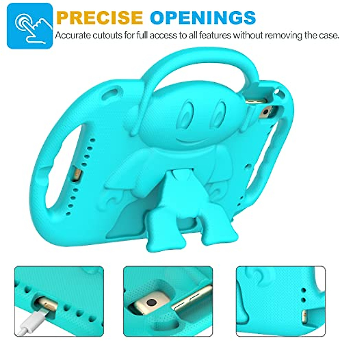 SUPLIK iPad 10.2 Case for Kids, iPad 9th/8th/7th Generation Case, iPad 10.2 2021/2020/2019 Protective Case with Shoulder Strap Handle Stand for Apple iPad 10.2 inch Model, Cyan