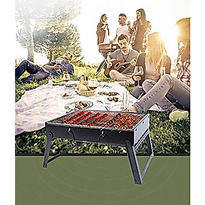 Charcoal Grill Barbecue Portable BBQ - Stainless Steel Folding Grill Tabletop Outdoor Smoker BBQ for Picnic Garden Terrace Camping Travel、travel bbq