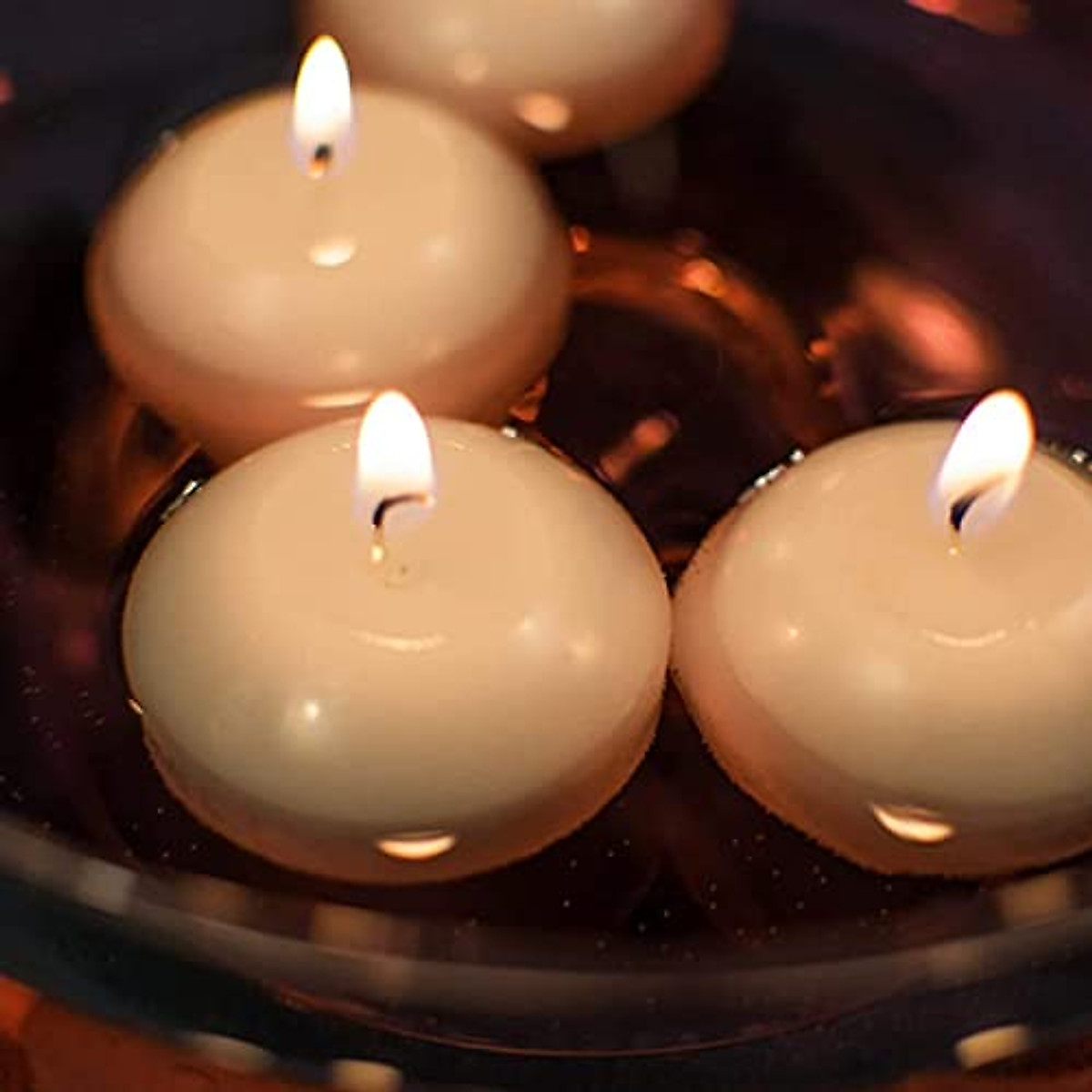 YIIA 10 Hour Burning White Unscented Classic 3" Floating Candles for Weddings, Parties, Special Occasions and Home Decorations (Set of 36)