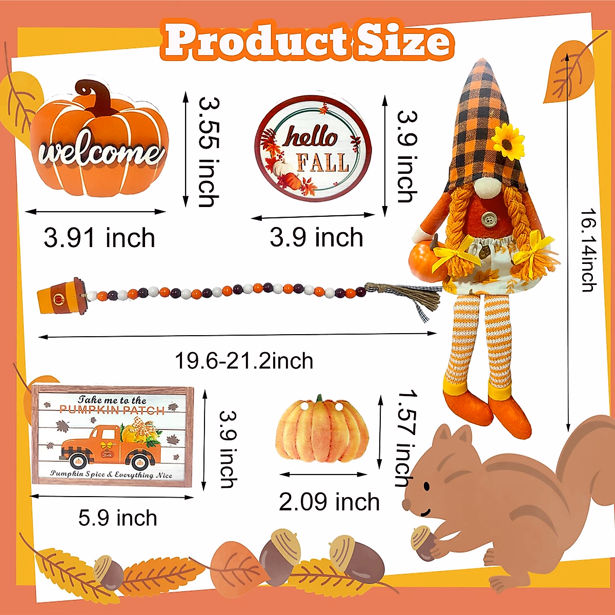 Thanksgiving Tiered Tray Decorations Set - 11pcs Wooden Sign Fall Tiered Tray Decor - Gnome Fall Tiered Tray Decor Pumpkin for Kitchen Table Fireplace Mantle Rustic