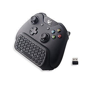 Megadream Xbox One USB 2.4Ghz Mini Wireless Qwerty Keyboard Gaming Chatpad Keyboard for Microsoft Xbox One and Xbox One S Controller PC - [Audio Compatible] - Black