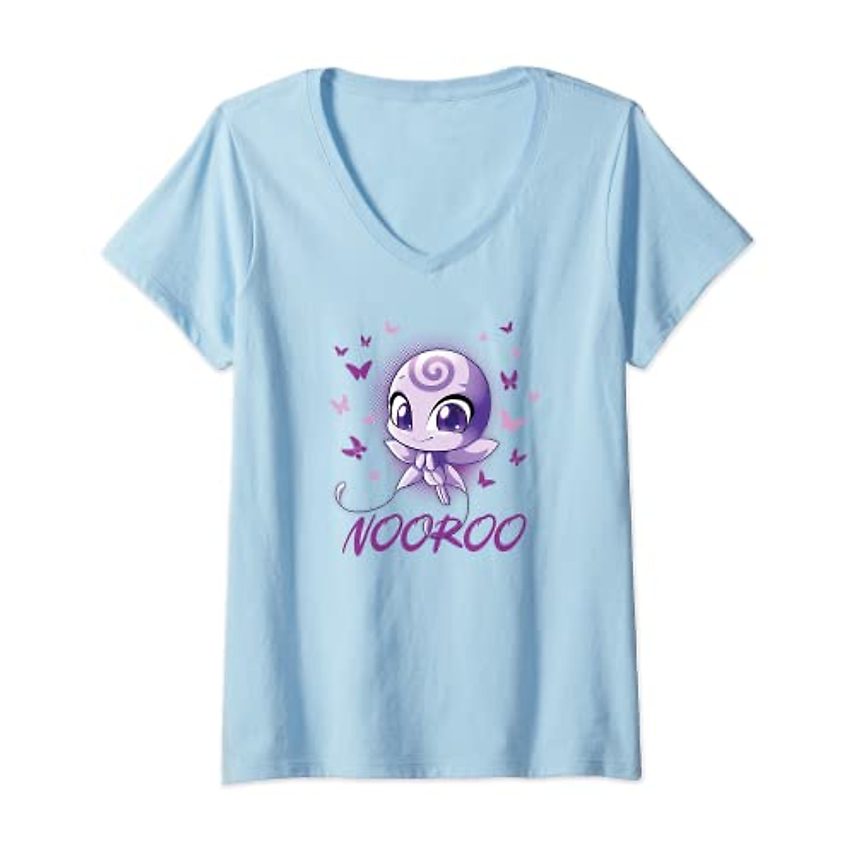 Womens Miraculous Ladybug Kwamis Collection with Nooroo V-Neck T-Shirt