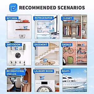 Vacplus Moisture Absorbers 12 Pack, 10.5 Oz, Humidity Absorber Boxes Attracts Extra Moisture from Your Bathroom, Closet, Kitchen, Dehumidifier, Odor Eliminator for Closet (Ocean Scent), Light blue