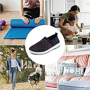 isotoner Women's Lightweight and Breathable Elastic Knit Slip-On Shoe Slipper, Dark Blue, 9