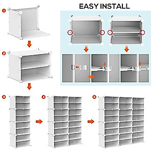 VTRIN Portable Shoe Rack Organizer 48 Pair Tower 4 Tiers for Entryway Shelf Storage Stand for Heels Boots Slippers Cabinet Narrow Standing Stackable Space Saver White