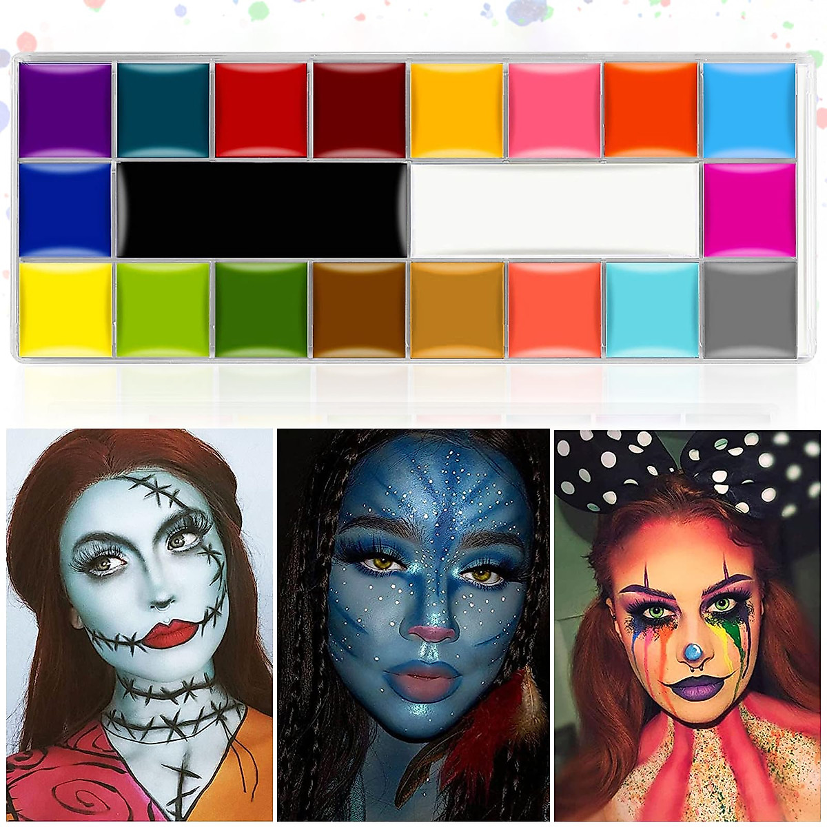 Face Paint,20 Colors Face Paint - Face Painting Kit,Water Based Face Painting Kit For Kids Party With 10 Brushes 5 Sticker Stencils And Paint Tray ，Body Paint For Kids And Adults Halloween Makeup