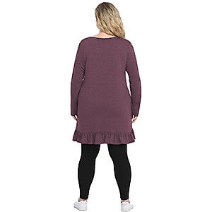 Long Plus Size Tunic Tops for Women Ruffle Hem Shirts for leggings (Red, 4X)