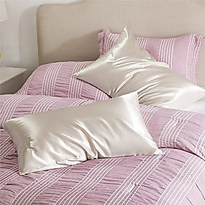 Bedsure Satin Pillowcase for Hair - Beige Satin Pillow Cases Standard Size with Zipper 2 Pack, Similar to Silk Pillow Cases for Skin, Silky & Soft Pillow Covers, Gifts for Her or Him, 20x26 Inches