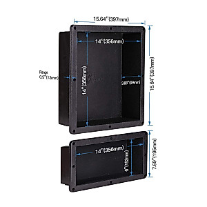 Zigzag Easy Installation Waterproof Double Recessed Shower Shelves Niche, ABS Plastics Bathroom Shower Niche 16 × 24 Inches for Shampoo, Soap and Foot Rest