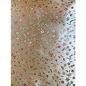 New Fabrics Daily Vivienne Gold RED Floral Brocade Chinese Satin Fabric by The Yard - 10041, Yard (45x36'')
