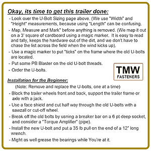 TMW - (8) 304 Stainless Steel Square U-Bolts 1/2" Diameter x 3-1/16" Inside Width x 4-5/16" Inside Height with 304 SS Lock Nuts and Washers for Boat and Utility Trailers Made in The U.S.A.