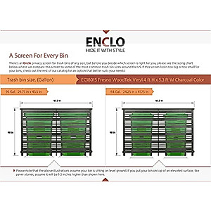 Enclo Privacy Screens EC18015 4 ft H x 5.3 ft W Fresno Outdoor Privacy Fence Screen WoodTek Vinyl No-Dig Kit 2 Panels, Charcoal