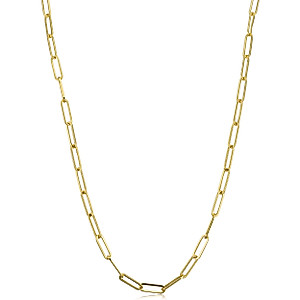 Kooljewelry 14k Yellow Gold 3.2 mm Polished Capsule Paperclip Chain Necklace (20 inch)