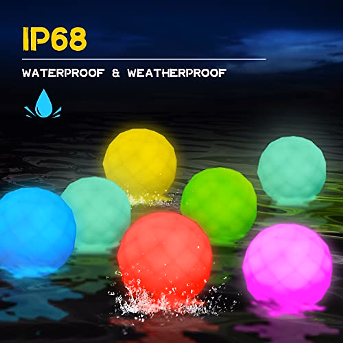 TOULKUR Led Floating Pool Lights, Rechargeable & Rusable , 3.1-inch Pool Ball Lights RGB Colors with RF Remote, IP68 Waterproof Orb Light, Led Ball Lights for Swimming Pool Garden Party (4pack)
