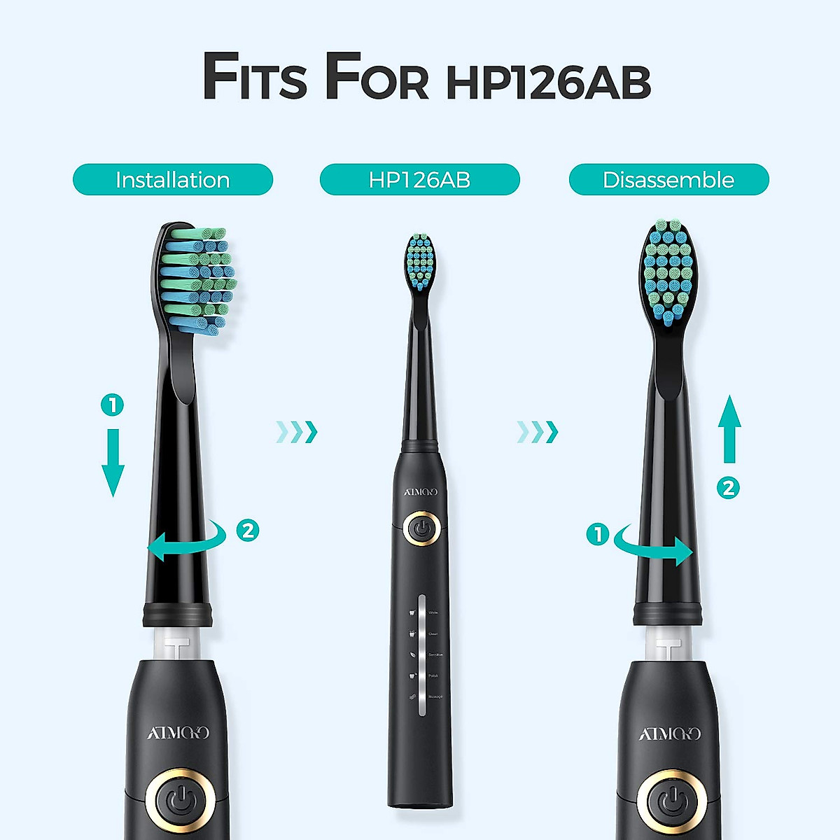 6 Replacement Brush Heads, Complete Care Replacement Tooth Brush Heads, Electric Toothbrush Replacement Heads, EasyClean, Gum Health- Fit (Pack of 6), Black