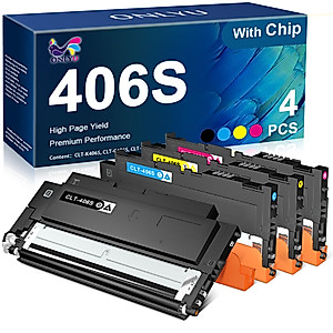 ONLYU Compatible Toner-Cartridge Replacement for Samsung CLT-406S CLT-K406S CLT-C406S CLT-M406S CLT-Y406S for Samsung Xpress C460FW C460W C410W (1Black,1Cyan,1Magenta,1Yellow)