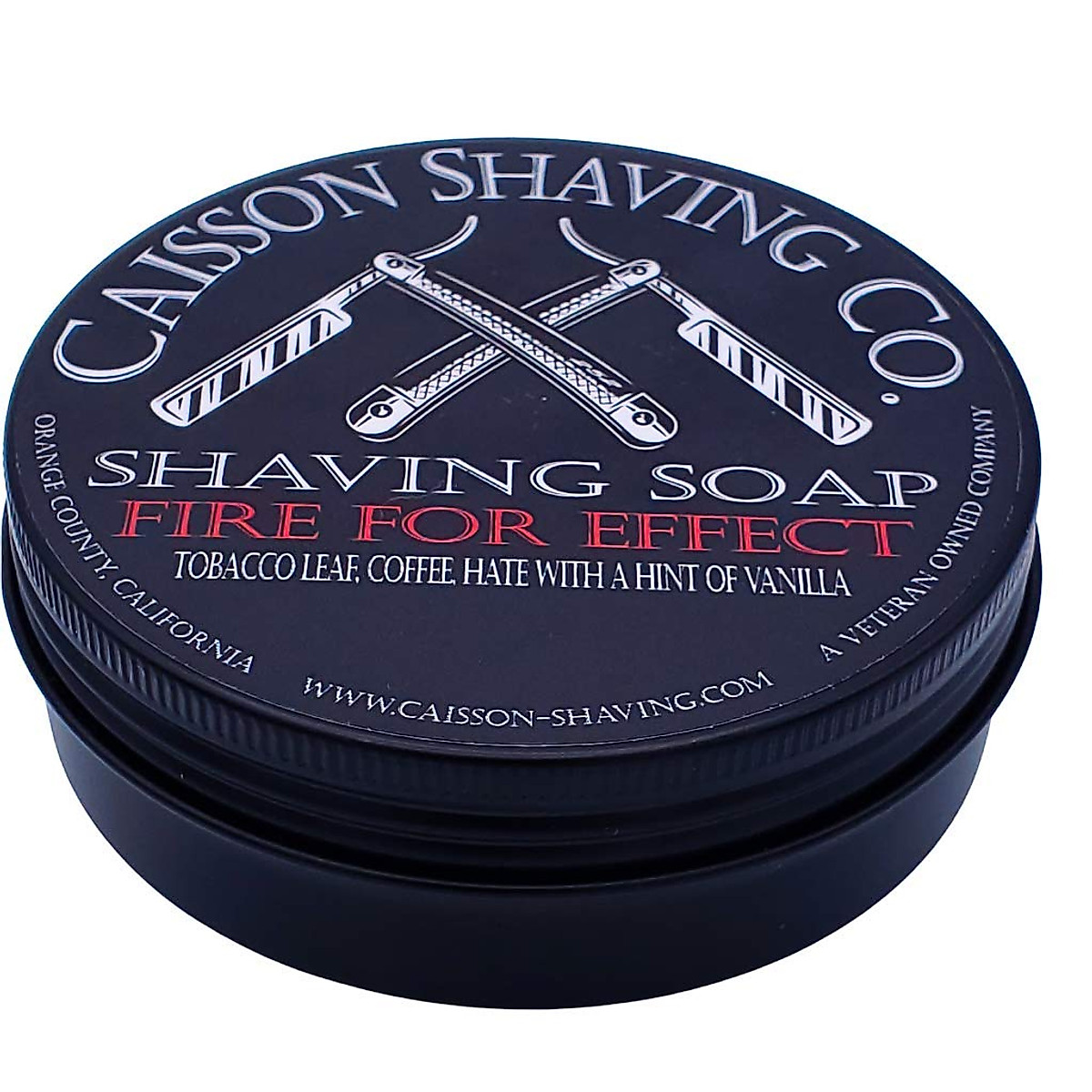 CAISSON SHAVING CO. Fire For Effect Shaving Soap. Veteran Owned Veteran Made. 4 oz can.