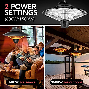 Simple Deluxe Ceiling Mounted Patio Outdoor Heater for Balcony, Courtyard,With Overheat Protection