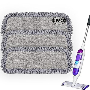 Reusable Mop Pads Refills Compatible with Swiffer Power Mop - MEXERRIS Microfiber Mop Pads Wet Dry Mop Pads Dust Mop Heads Refills Washable Pads for Swiffer PowerMop13"-15" Spray Mop -3 Pack