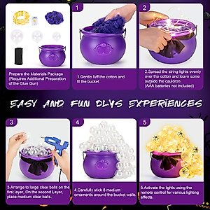 Halloween Decorations Indoor,DIY Bubbling Cauldron Set,Black Plastic Witches Cauldron,Easy&Fun Hocus Pocus Party Decoration,Black Cauldron Pot for Kitchen Room Party Table Decor (Purple)