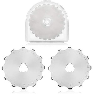 2 Pieces 45 mm Perforating Rotary Replacement Blades 45 mm Rotary Cutter Blades with Plastic Box for Crochet Edge Cutting Crafting Sewing Leather Paper Cardstock