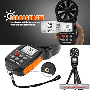 Digital Anemometer Barometer Handheld Anemometer, Wind Speed Meter for Wind Speed/Temperature with Wind Chill & Relative Humidity, Altitude, Barometric Pressure measure for HVAC CFM Shooting -AP-007WM