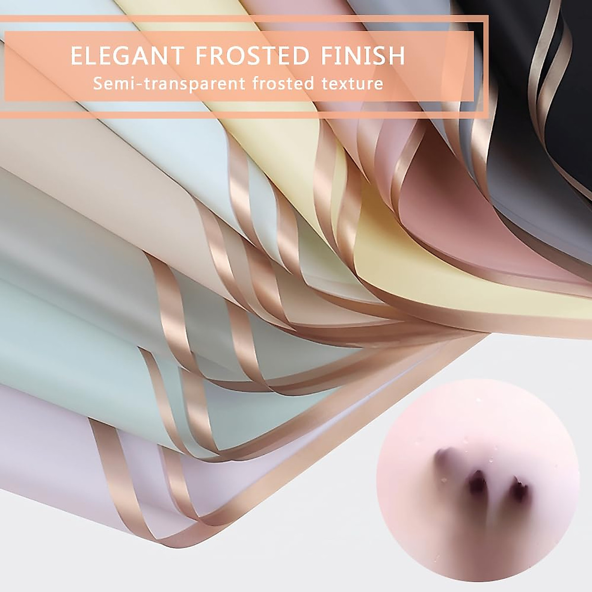 BBJ WRAPS Korean Style Waterproof Floral Wrapping Paper Sheets Fresh Flower Bouquet Wrap Gift Packaging Florist Supplies, 20 Sheets-23.6x23.6 inch (White)