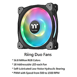 Thermaltake Floe DX 360mm, Dual Ring LED, 16.8 Million Color Software Enabled (TT RGB Plus/Alexa/Razer Chroma), AMD (AM5/AM4)/Intel (LGA 2066/1200), AIO CPU Liquid Cooler CL-W256-PL12SW-B