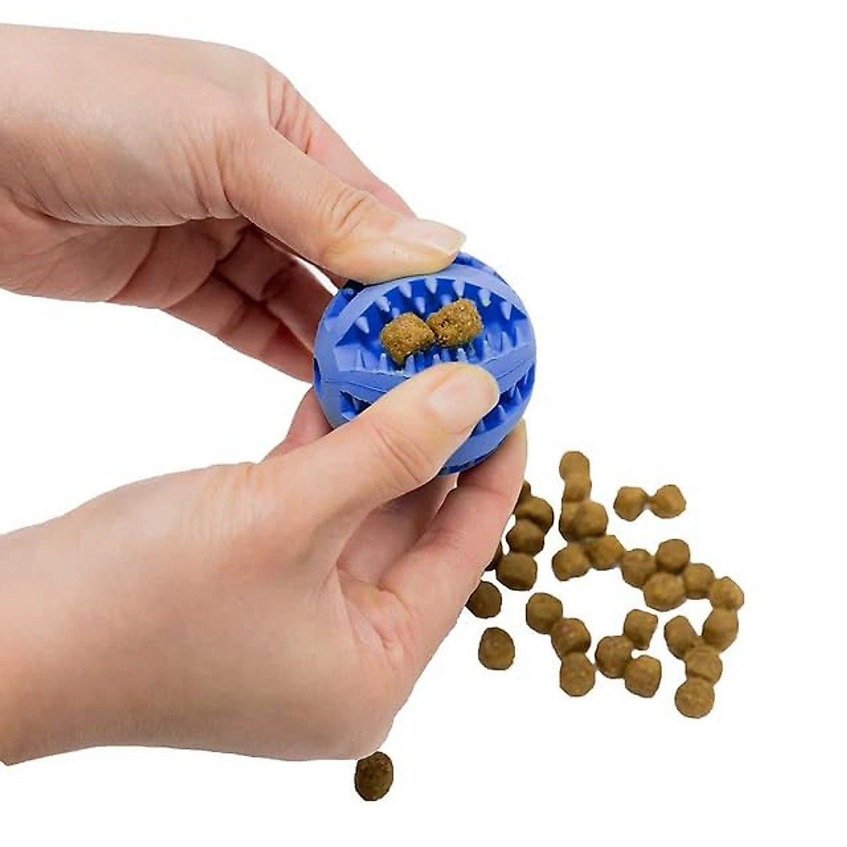 Dog chew Ball Toy(2 Pack), Interactive Dental Cleaning Ball with Spikes, Durable and Tough, Ideal for Small and Medium Dog (Blue & Green)