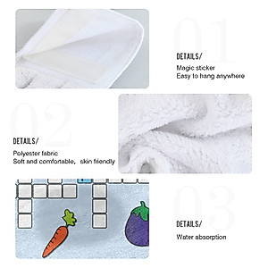 Vnurnrn Hand Towels for Kitchen 2 Pcs Hanging Kitchen Towels Set，Crossword Fruits Soft Absorbent Tea Bar Dish Cloths Bath Towel 123 for Bathroom Laundry Room