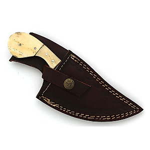 Wild Turkey Handmade Fixed Blade Bone Collector Skinning Knife w/Leather Sheath (Bone)