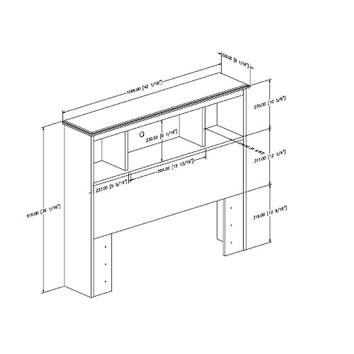 South Shore Crystal Bookcase Headboard, Twin, Pure White