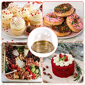 Whaline 50 Sets Disposable Individual Charcuterie Cup Set Clear Plastic Cupcake Container with Mini Wooden Spork Rope for Dessert Display Charcuterie Grazing Table Catered Event Wedding