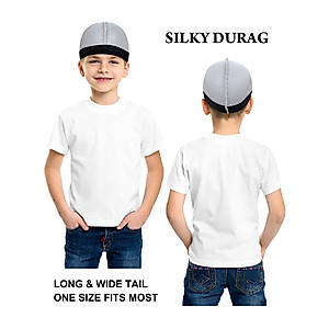 6 Pieces Kids Satin Wave Caps Unisex Baby Beanie 360 Wide Strap Skull Caps(Green, Red, Blue, Yellow, Black, Gray)