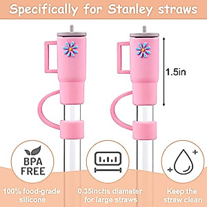 AIERSA Straw Cover Cap,4Pcs Silicone Straw Topper Compatible with Stanley 30&40 Oz Tumbler with Handle