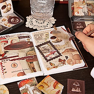 Aesthetic Scrapbook Kit, Scrapbooking Supplies Stickers, Bullet Junk Journal Kit Journaling Stationery, A6 Grid Notebook, Mushroom DIY Journaling Supplies, Scrapbook Gift for Teen Girl Kid Women