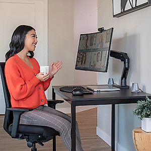 Ergotron – HX Premium Heavy Duty Monitor Arm, Single Monitor VESA Desk Mount – for Flat or Slight Curved Ultrawide Monitors Up to 49 inches, 20 to 42 lbs – Standard Pivot, Matte Black