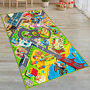 Kids Carpet Playmat City Life 3D Playroom Rug | 30 x 60 Inch Extra Large Toddler Activity Mat for Race Cars &amp; Toys | Playroom Rug Makes a Fun Educational Gift Idea for Boys &amp; Girls