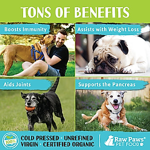 Raw Paws Virgin Organic Coconut Oil for Dogs & Cats, 8-oz - Treatment for Itchy Skin, Dry Nose, Paws - Hot Spot Lotion for Dogs - Natural Hairball Remedy for Dogs